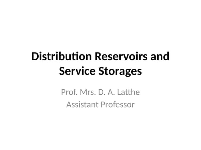 Storage and distribution reservoirs | PPTX
