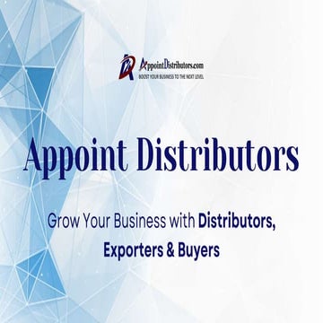 Looking for distributorship opportunity in India | PPTX | Household ...