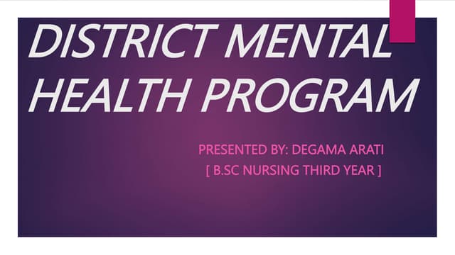 NATIONAL MENTAL HEALTH PROGRAMME | PPT