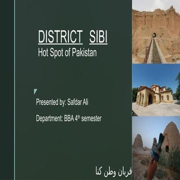 DISTRICT SIBI (its is unique and old place of Balochistan) | PPTX