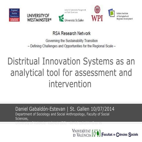 Distritual innovation systems as an analytical tool for assessment and ...