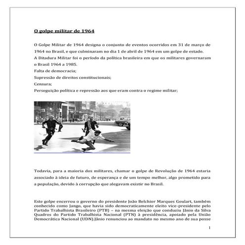 Ditadura militar ( 1964 1985 )trabalho | PPS