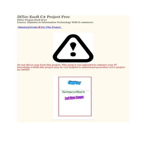 Ditec esoft C# project | PDF