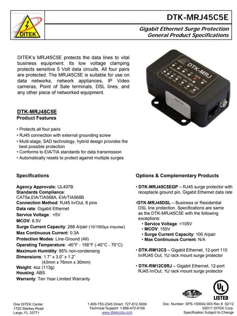 Ditek 110C6A Data Sheet | PDF