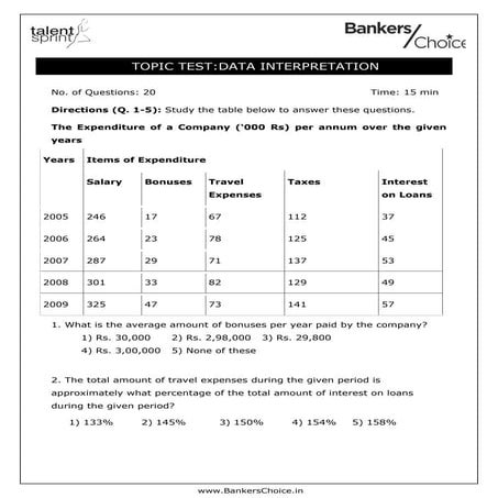 Data Interpretation Test | PDF