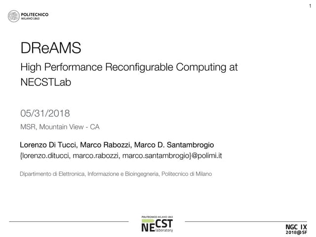 High Performance Reconfigurable Computing At Necstlab Ppt