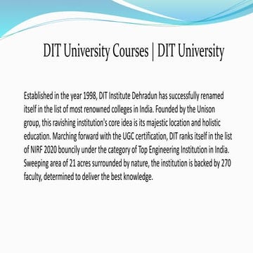 DIT University Courses | DIT University | PPT