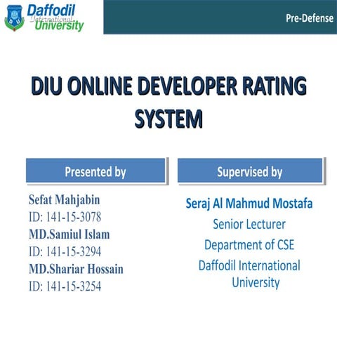 Diu developer-rating-system-pre-defence | PPT