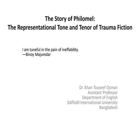 The Story of Philomel: The Representational Tone and Tenor of Trauma ...