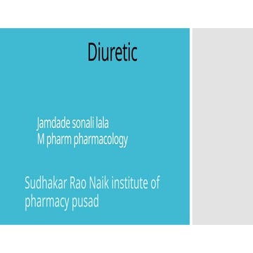 diuretic.pptx b pharm 3 rd year, pharmacology of drug | PPT