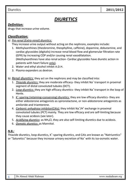 Diuretics & Their Mechanism.PPT