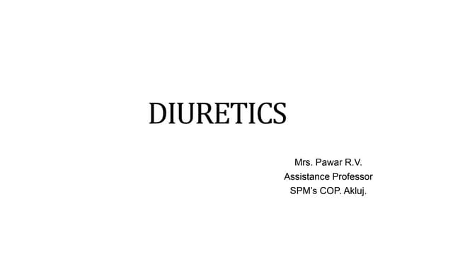 Diuretics: Pharmacology | PPTX