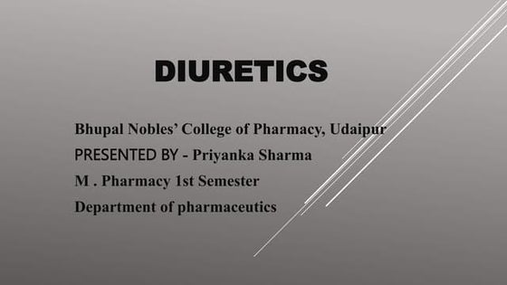 Diuretics: Pharmacology | PPTX | Pharmaceutical Drugs | Medical Health