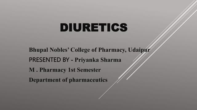 Diuretics: Pharmacology | PPTX