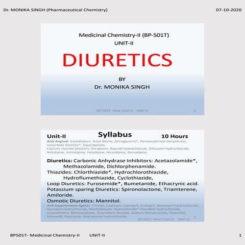 Diuretics by Dr.MONIKA SINGH | PDF