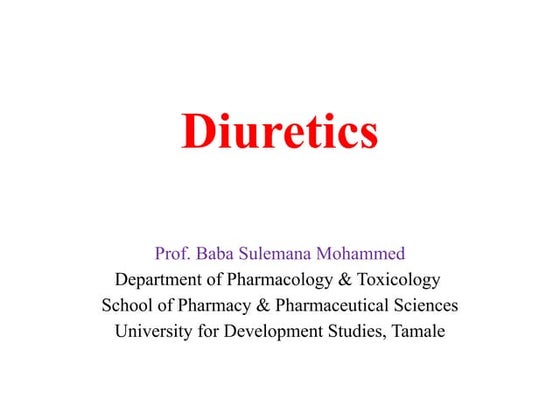 Diuretics: Pharmacology | PPTX | Pharmaceutical Drugs | Medical Health