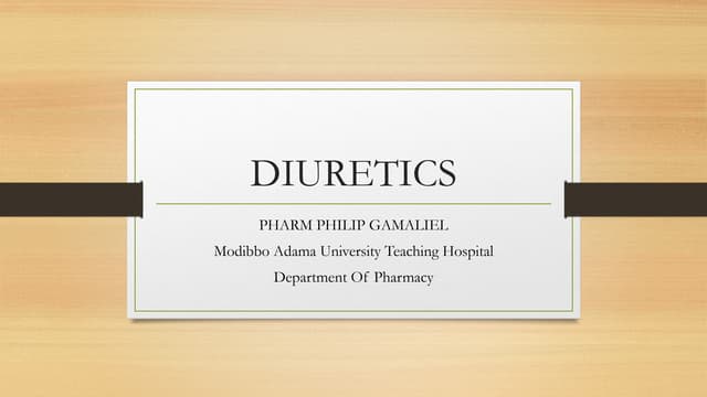 Diuretics: Pharmacology | PPTX