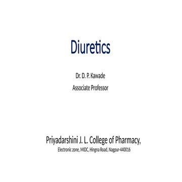Medicinal Chemistry of Diuretics | PPTX