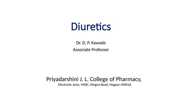 Diuretics Medicinal Chemistry........... | PDF