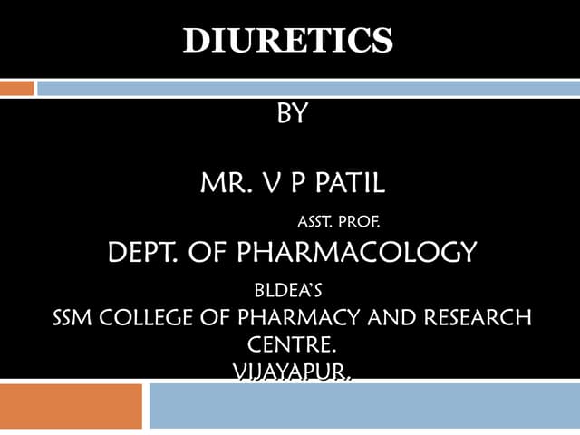 DIURETIC AGENT, STRUCTURE, SAR, MOA AND USES | PDF