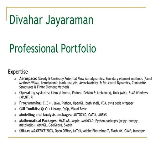 Divahar portfolio | PDF