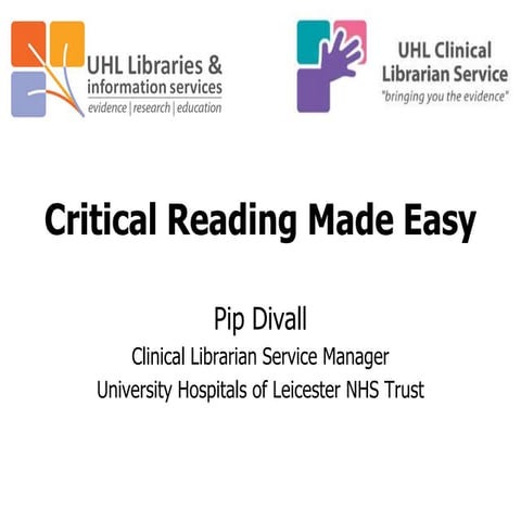 Critical reading made easy - Pip Divall | PPT