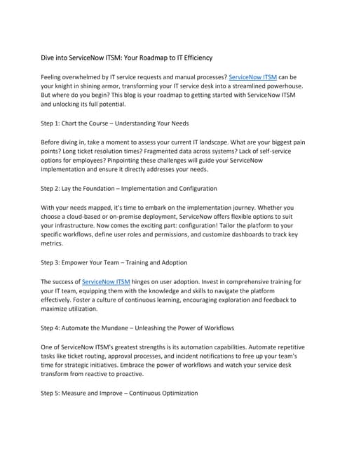 ServiceNow ITSM and its best practices.pdf