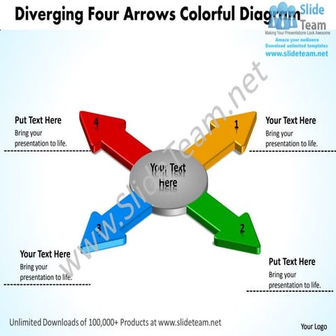 Three diverging arrows pointing direction circular flow process power ...