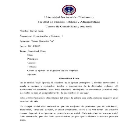 Diversidad etica | DOCX