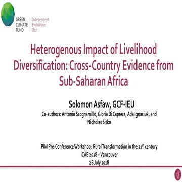 Heterogeneous Impact of Livelihood Diversification: Cross-Country ...