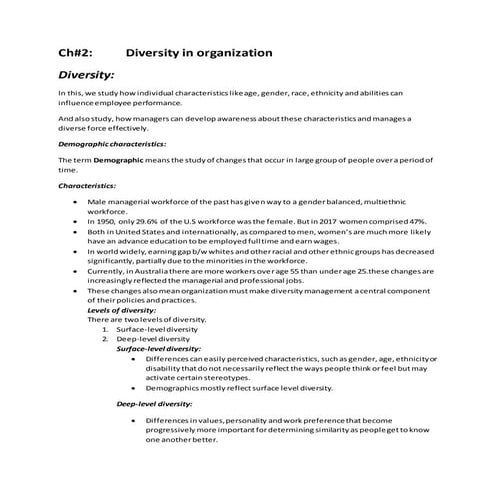 Diversity In Organizations, Chapter-2, Organizational Behavior | PDF