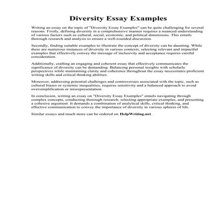 Diversity Essay Examples.pdfDiversity Essay Examples | PDF