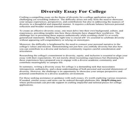 Diversity Essay For College. Diversity on campus essay - mfawriting515 ...