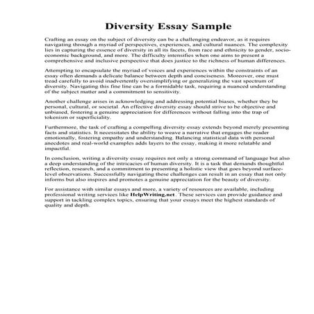 Diversity Essay Sample. Impressive How Will You Contribute To Diversity ...