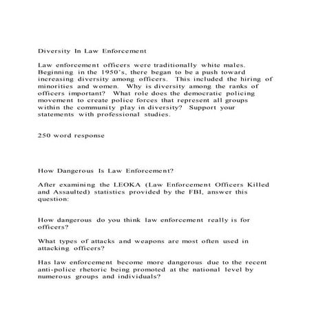 Diversity In Law EnforcementLaw enforcement officers were tr | PDF