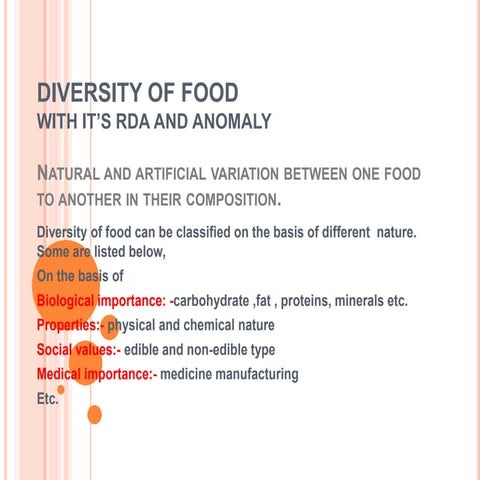 Diversity of food | PPTX
