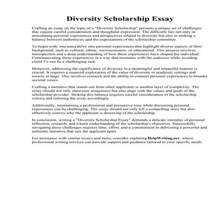 Diversity Scholarship Essay | PDF