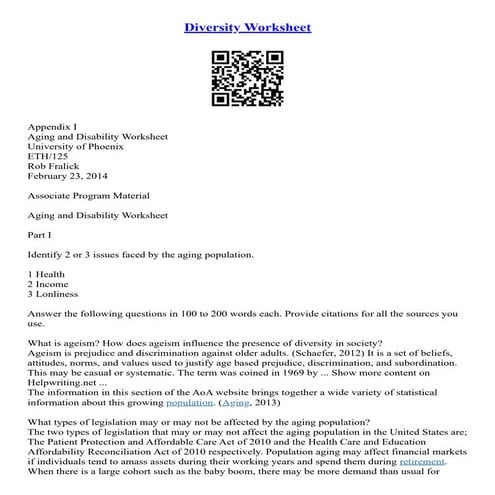 Diversity Worksheet | PDF