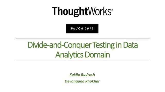Divide And Conquer Approach Towards Data Analytics Testing Ppt 3995