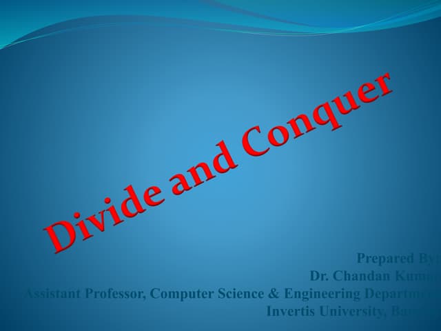 Divide And Conquer Algorithm Ppt Programming Languages Computing