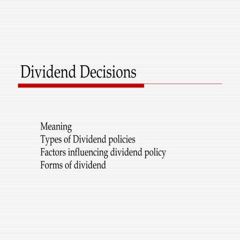 Dividend Decisions | PPT