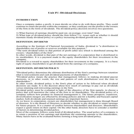 Dividend Decisions Pdf