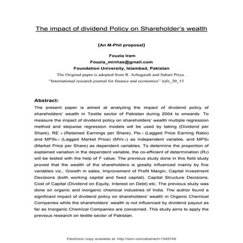 Dividend policy | PDF