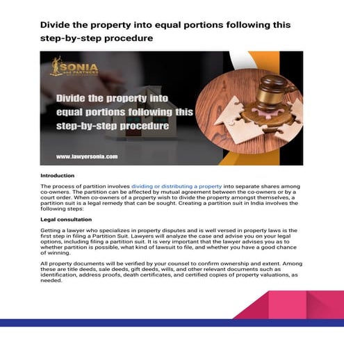 Divide the property into equal portions following this step-by-step ...