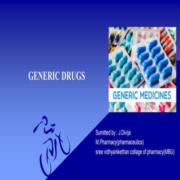 Generic drugs product development | PPTX