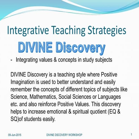 Divine discovery integrate values with school subjects | PPTX