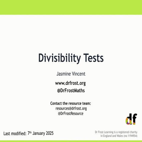 Divisibility Tests - Lesson Year 7 Maths | PPTX