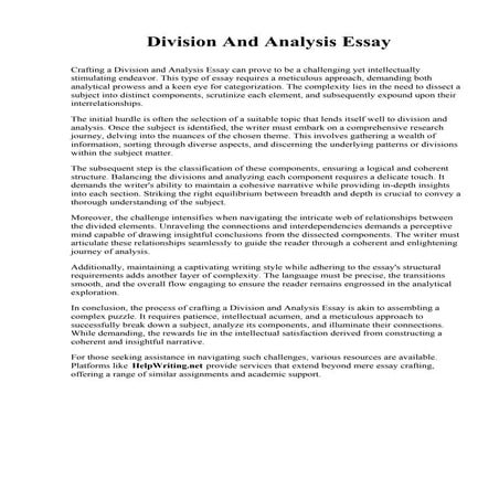 Division And Analysis Essay. New College of Florida | PDF