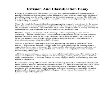 Division And Classification Essay | PDF