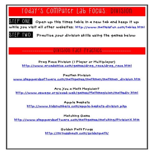 Division computer lab websites | PDF